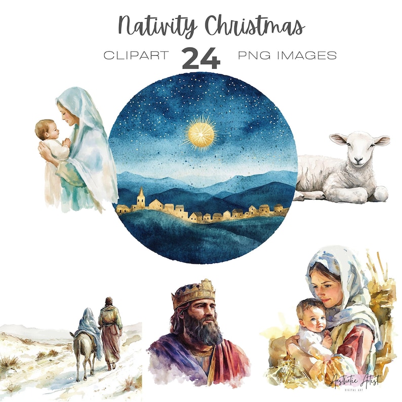 Watercolour Religious Nativity Clipart Bundle, Christian, Nativity ...