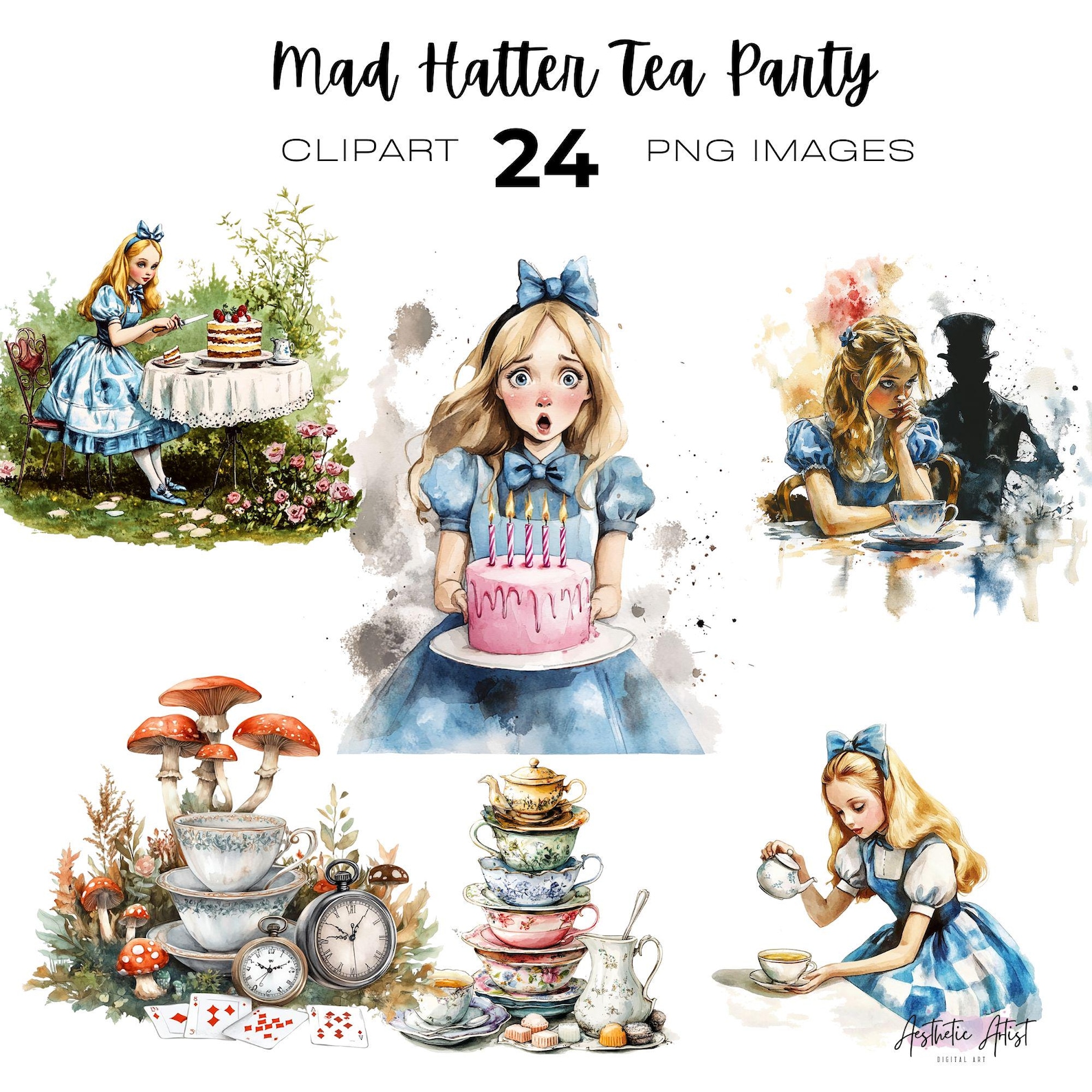 Mad Hatter Tea Party Alice in Wonderland Clipart, Very Merry Unbirthday ...
