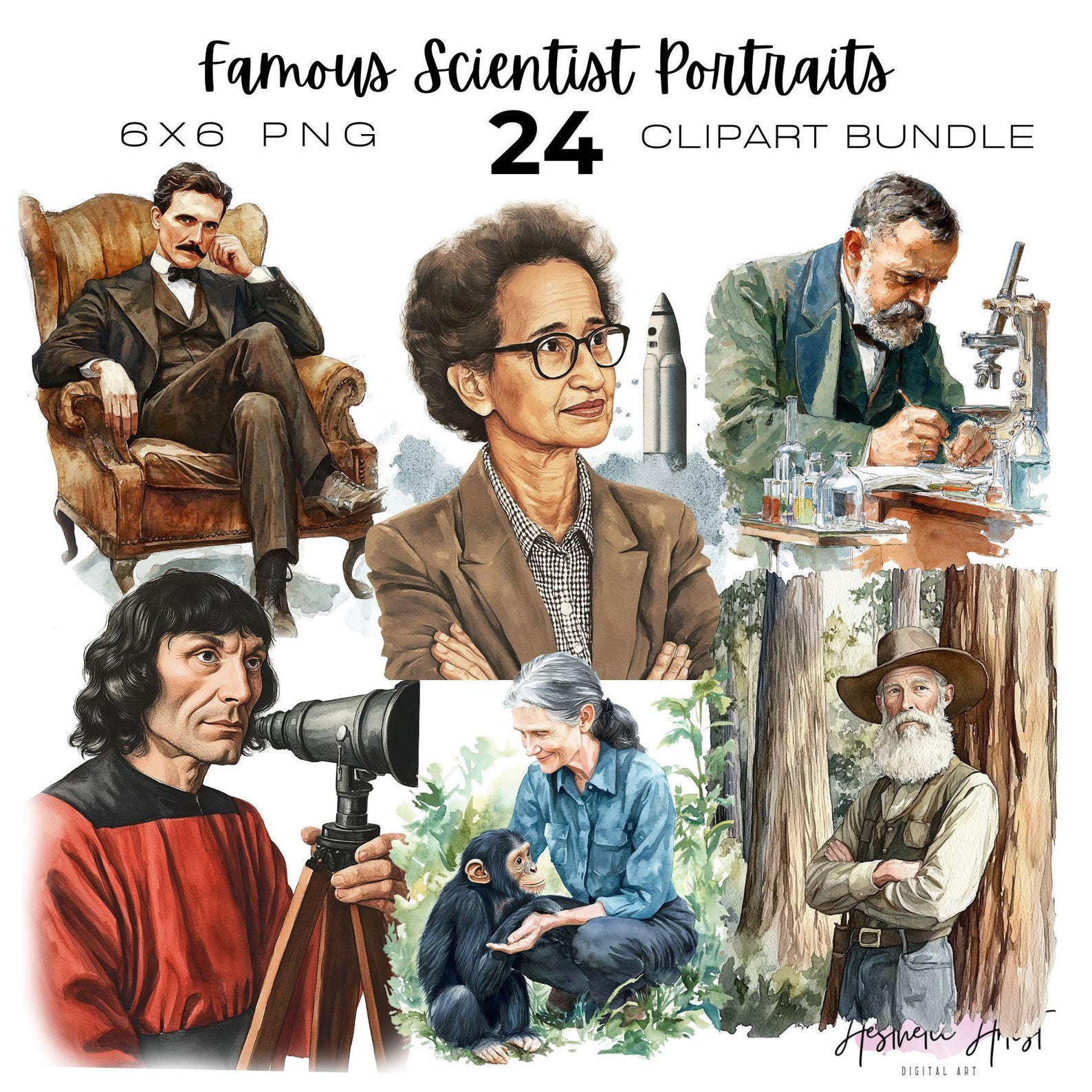 Famous Scientist Portraits Clipart, Famous Historical Figures ...