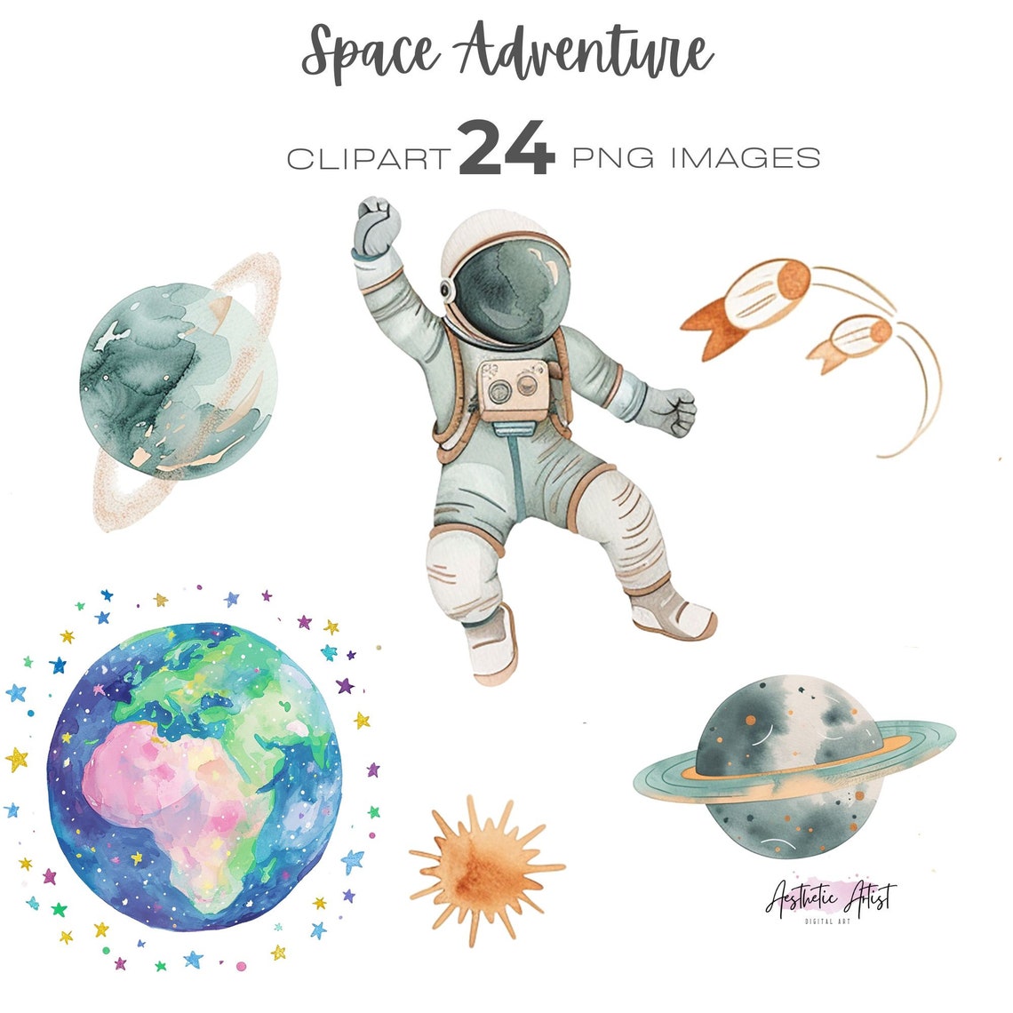 Cute Space Adventure Clipart, Baby Shower Png, Outer Space Clip Art ...