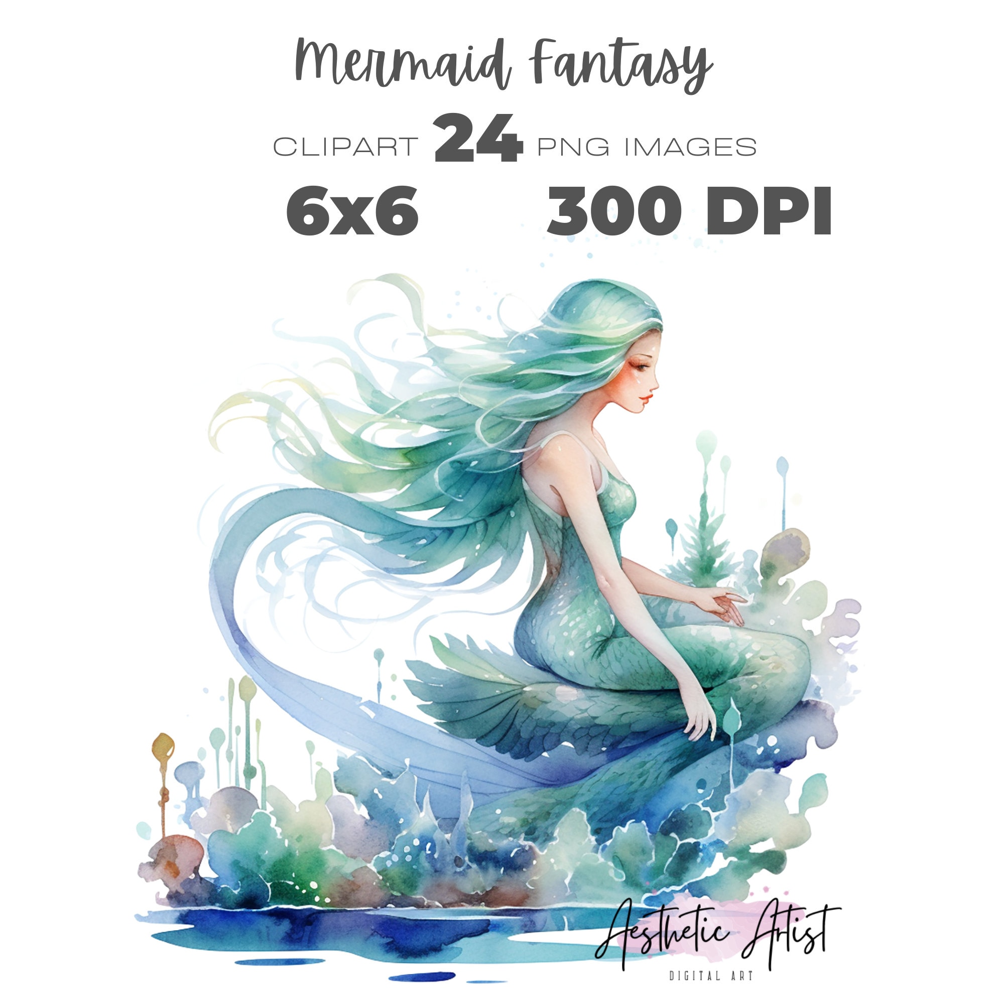 Mermaid Fantasy Clipart, Turquoise Mermaid Clipart PNG, Witches PNG ...