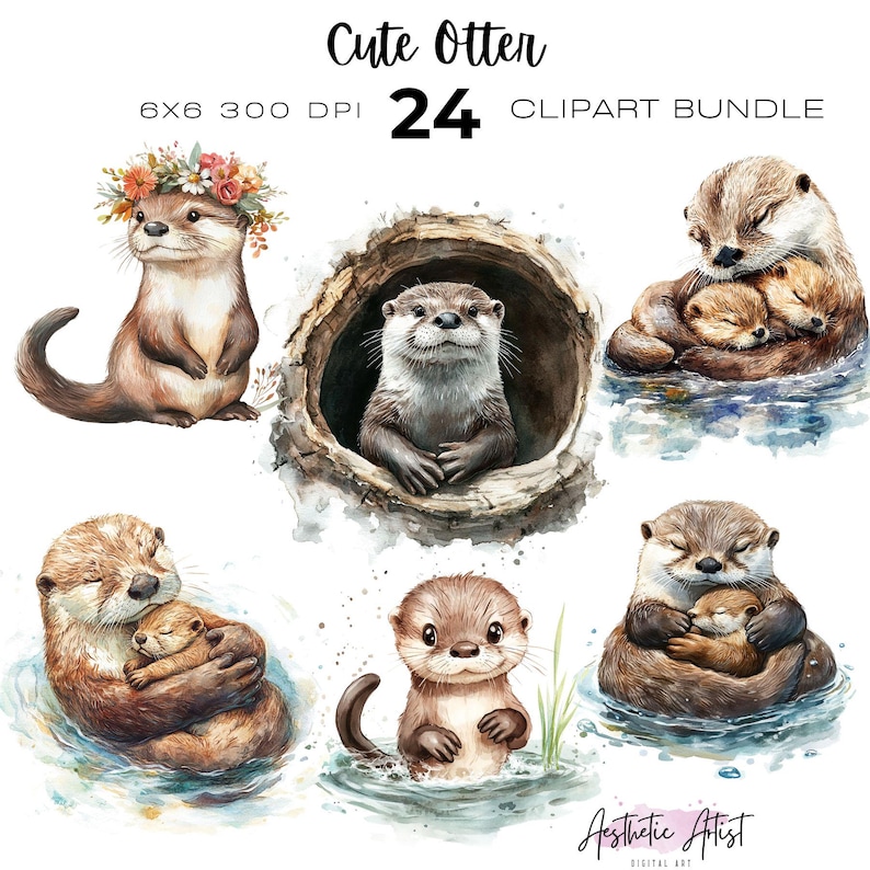 Cute Otter Clipart, Sea Otter Png, Animal Clip Art, Wildlife Clipart - Etsy