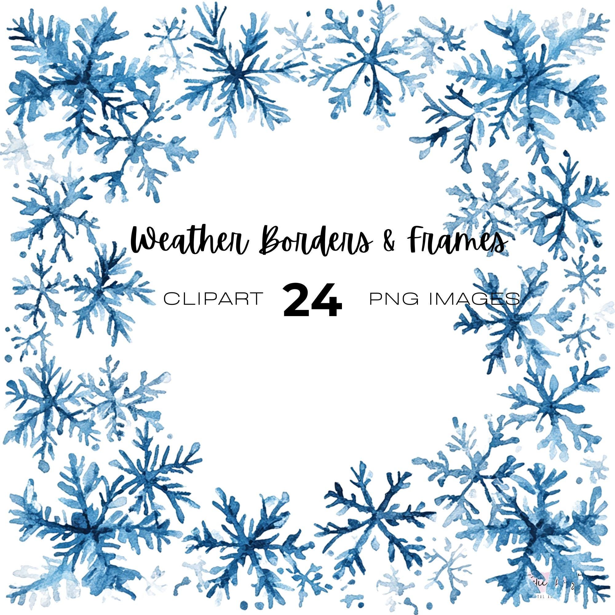 Watercolour Weather Frames and Borders Clipart Bundle, Thunderstorm ...