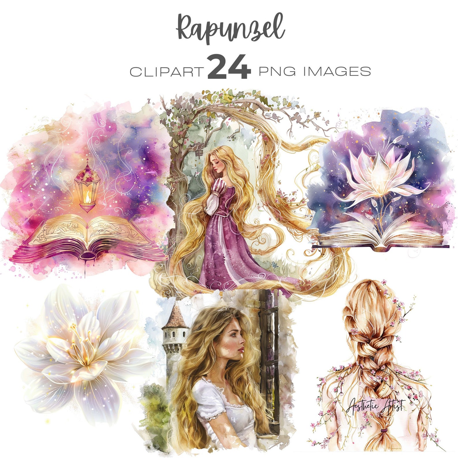 Rapunzel Clipart, Castle Tower Fairy Tale, Fairy Tale Book Hair Clipart ...
