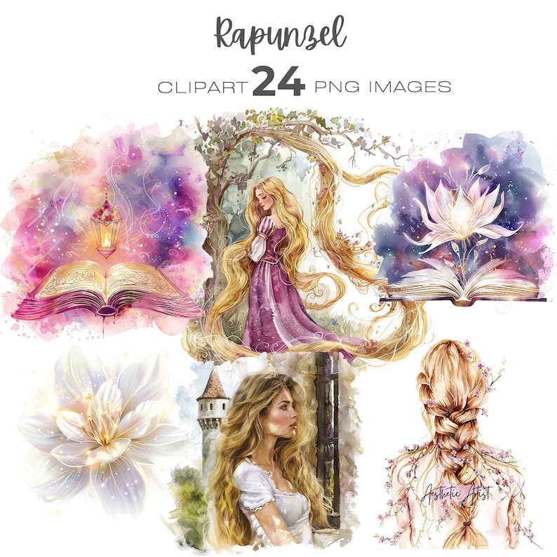 Rapunzel Clipart, Castle Tower Fairy Tale, Fairy Tale Book Hair Clipart ...