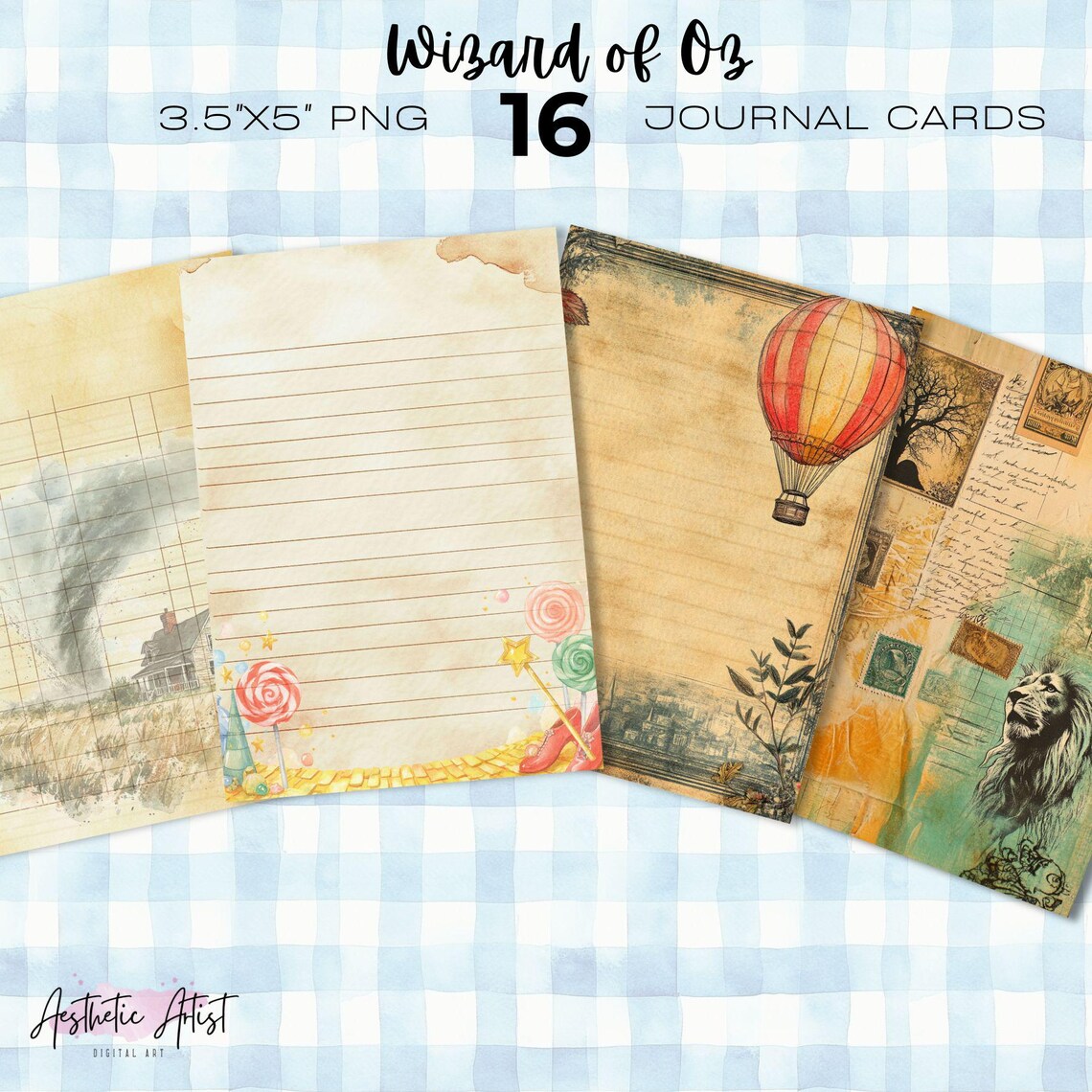 Wizard of Oz Journal Cards, Dorothy Fairy Tale, the Wizard Junk Journal ...