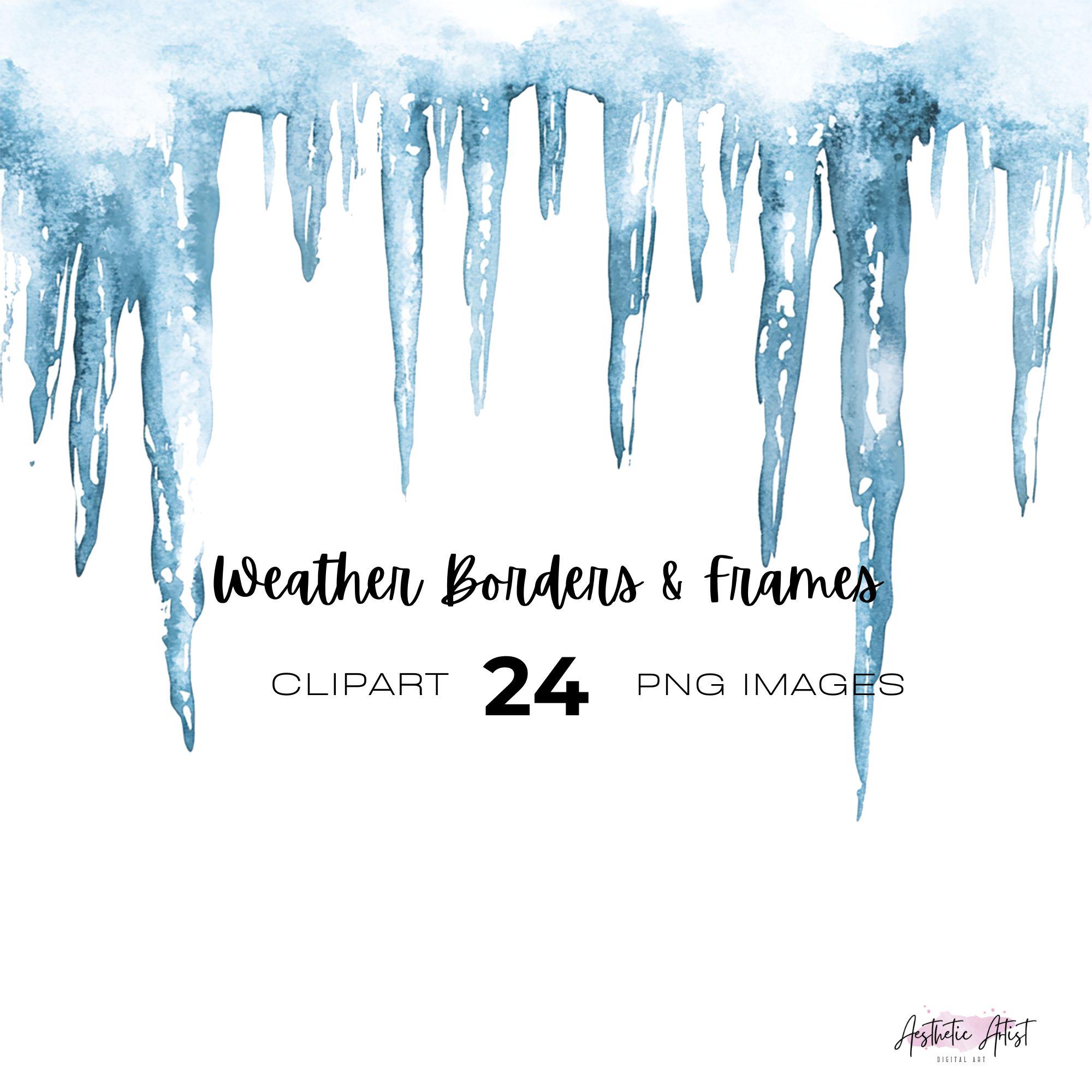 Watercolour Weather Frames and Borders Clipart Bundle, Thunderstorm ...