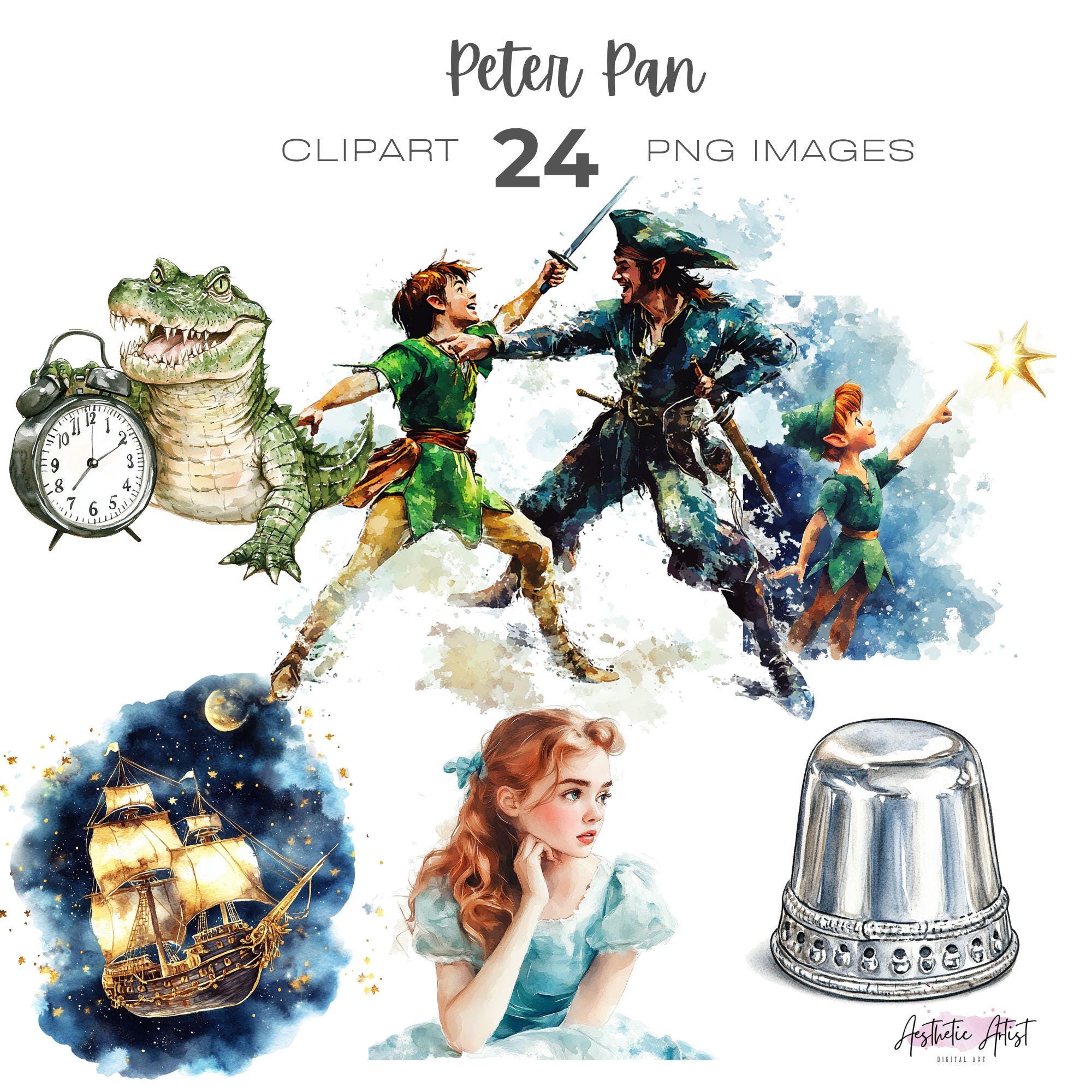 Peter Pan Clipart, Neverland Fairy Tale, Tinkerbell Clipart, Captain ...
