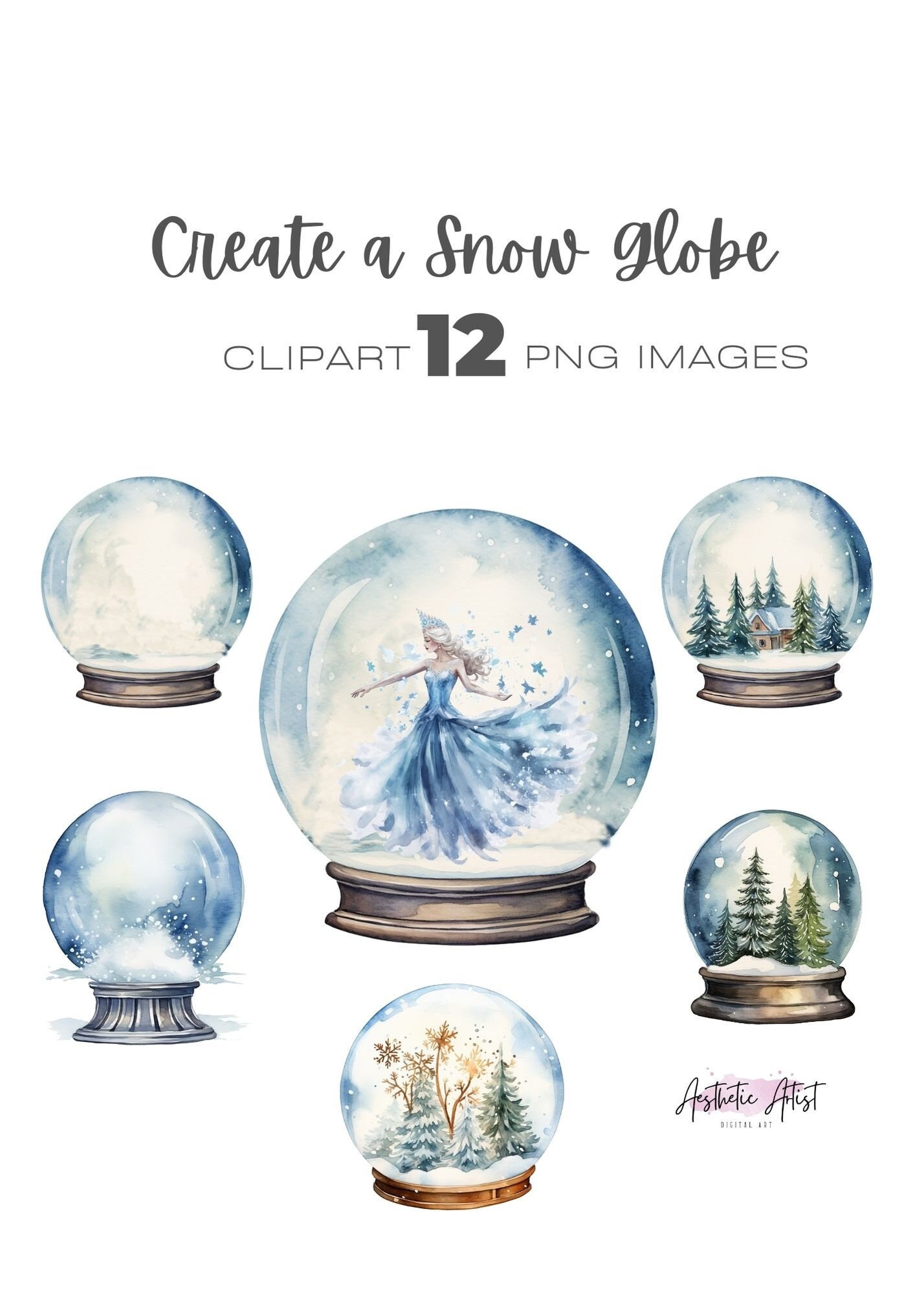 Create Your Own Snow Globe Winter Christmas Clipart, Xmas Png, Snow ...