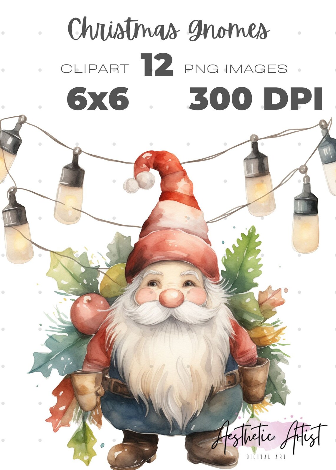 Christmas Gnomes Clipart, Xmas Png, Watercolor Christmas Clip Art ...