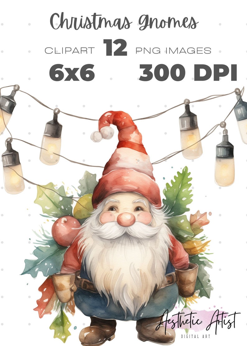 Christmas Gnomes Clipart, Xmas Png, Watercolor Christmas Clip Art ...