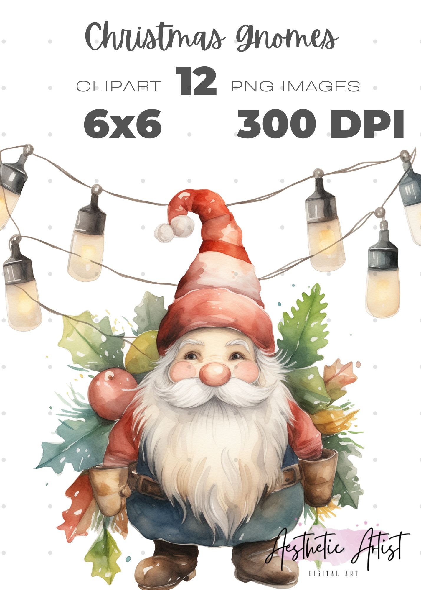 Christmas Gnomes Clipart, Xmas Png, Watercolor Christmas Clip Art ...