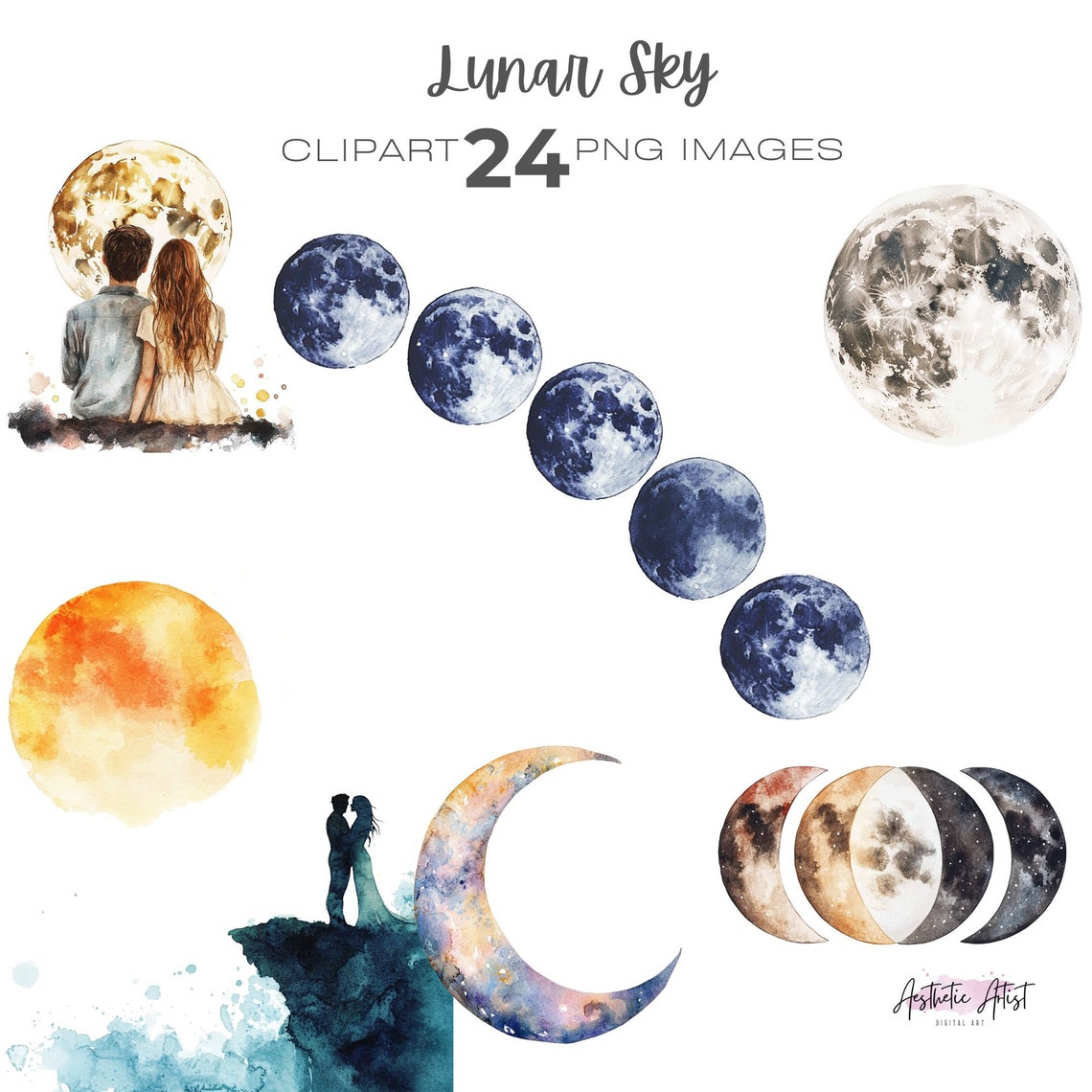 Lunar Sky Clipart, Celestial Png, Night Sky Clip Art, Moon Clipart ...