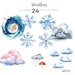 Watercolour Weather Clipart Bundle, Weatherman Symbols, Rainy Day ...