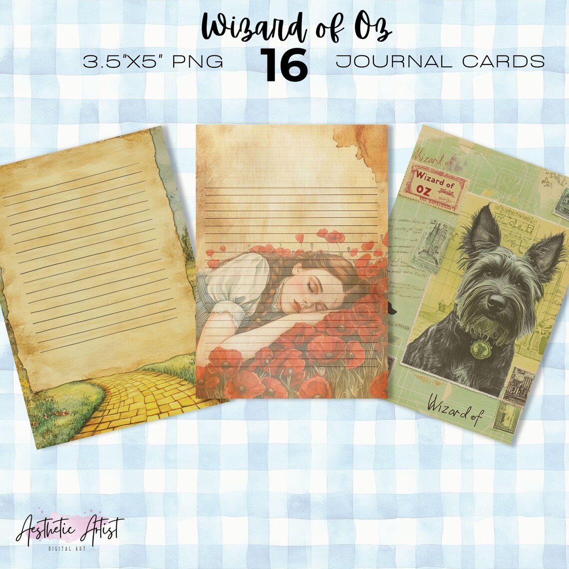 Wizard of Oz Journal Cards, Dorothy Fairy Tale, the Wizard Junk Journal ...