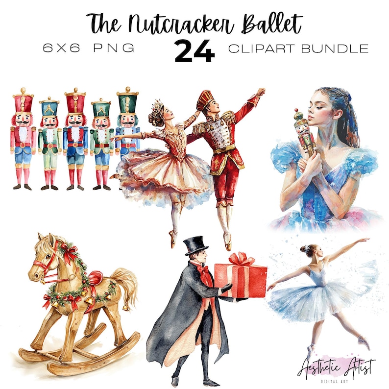 Watercolour the Nutcracker Ballet Clipart, Christmas, Holiday ...