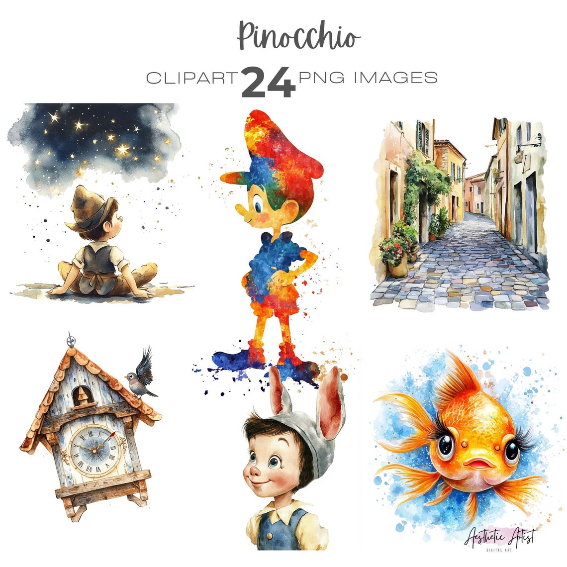 Pinocchio Clipart, Wooden Puppet Fairy Tale, Real Boy Clipart, Geppetto ...