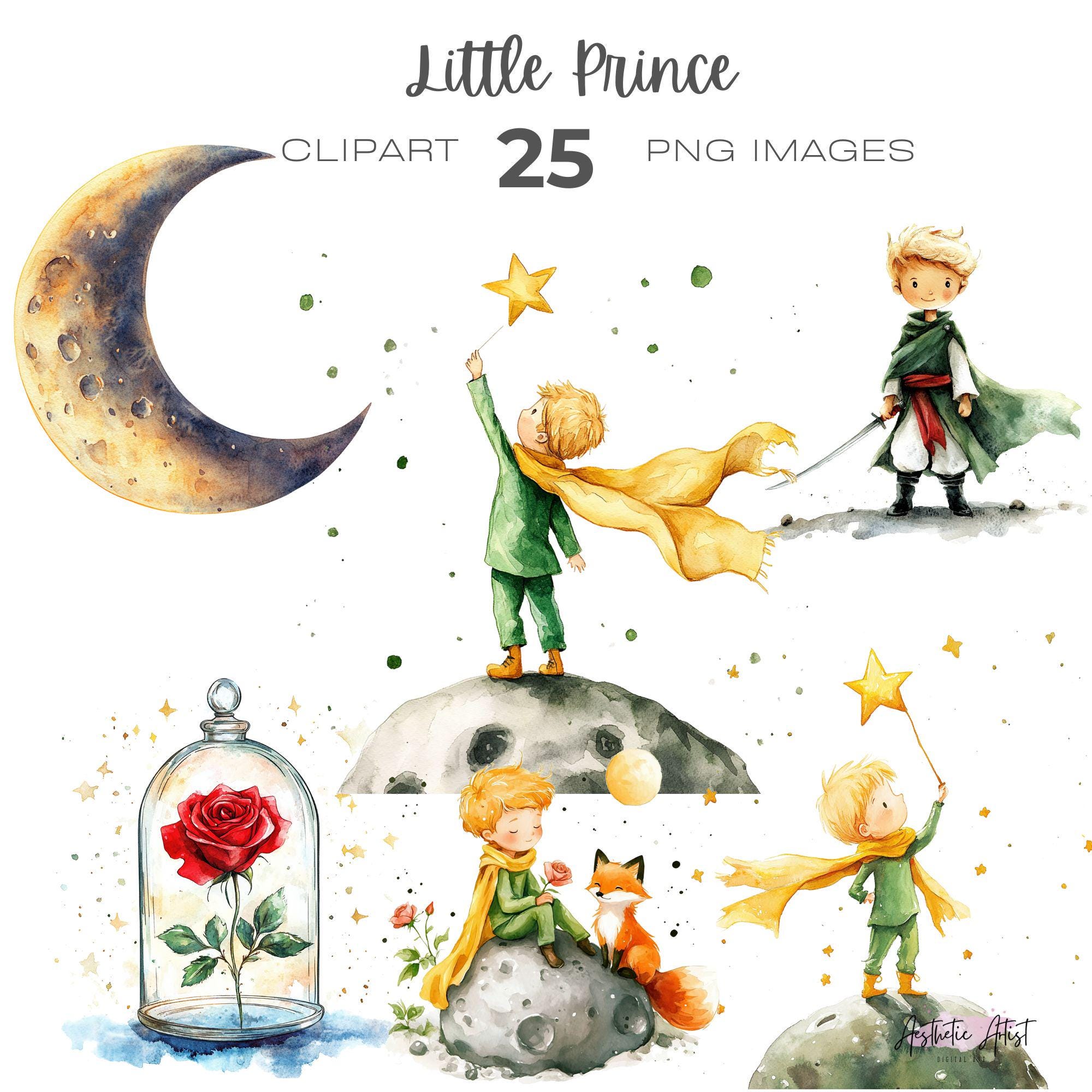 Watercolour Little Prince Clipart, Fairy Tale, Little Pilot Clipart ...