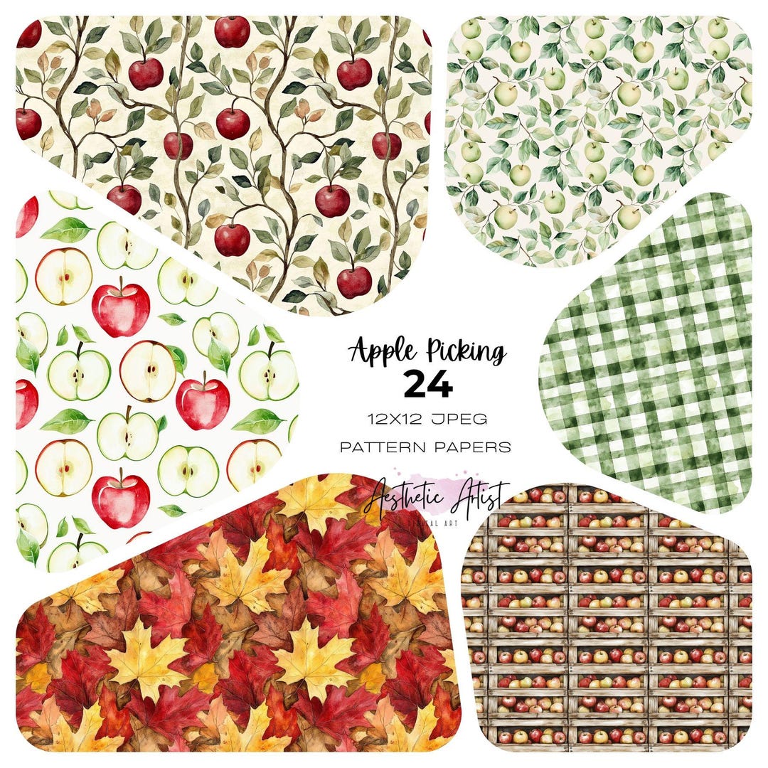 Apple Picking Pattern Paper, Autumn Apples Png, Apple Orchard Junk ...