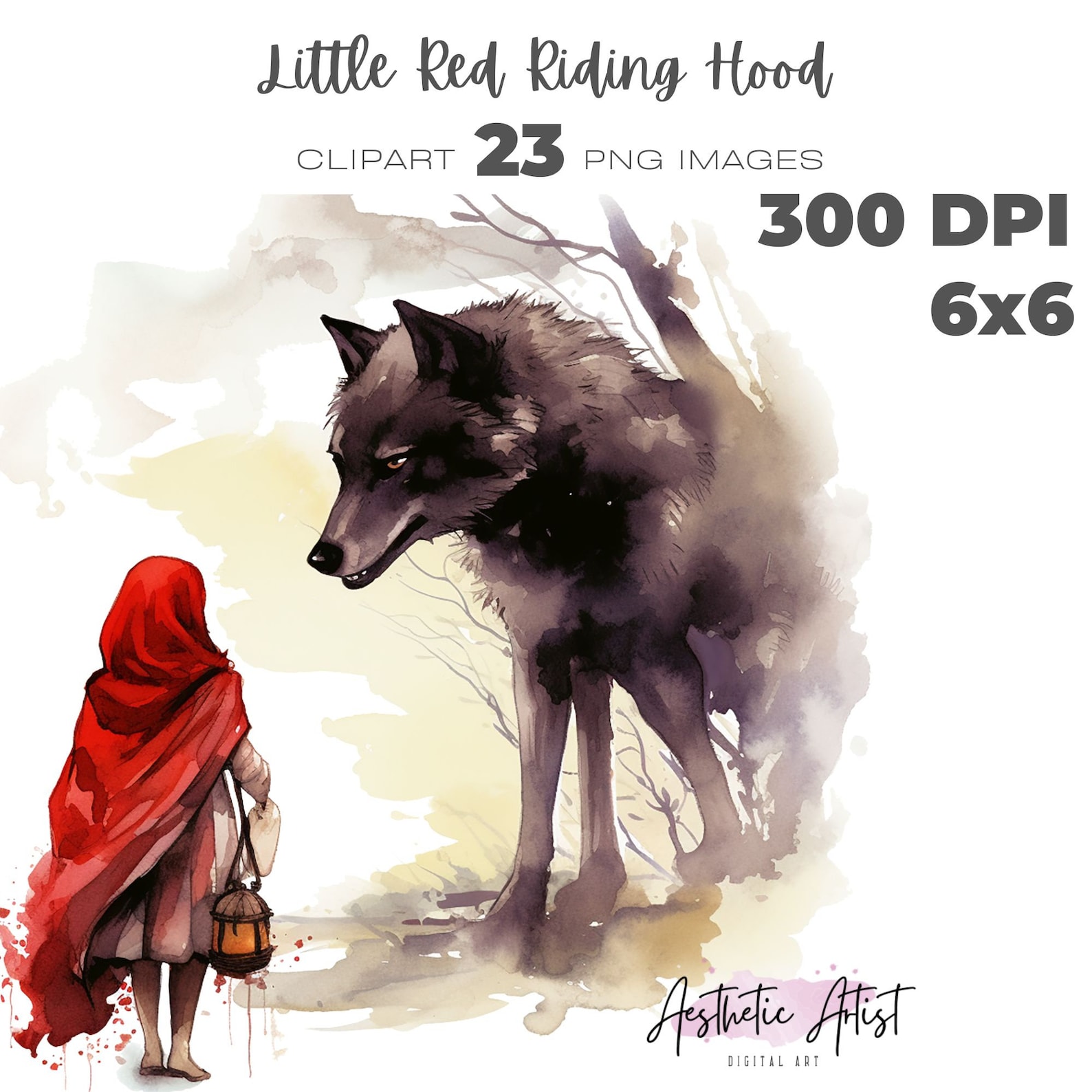 Little Red Riding Hood Clipart, Dark Red Riding Hood Fairy Tale, Fairy ...