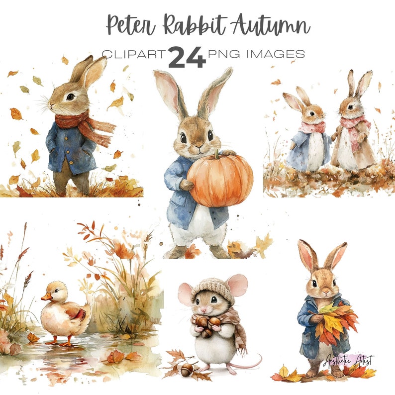 Watercolour Peter Rabbit Autumn Clipart Bundle, Beatrix Potter, Bunny ...