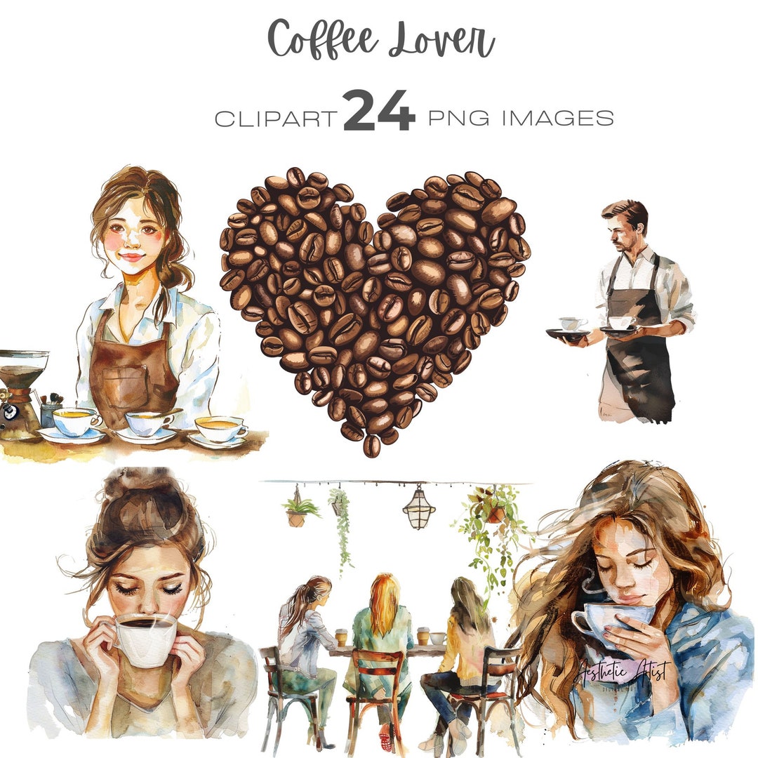 Watercolour Coffee Lover Clipart, Espresso Clipart, Americanno Clipart ...