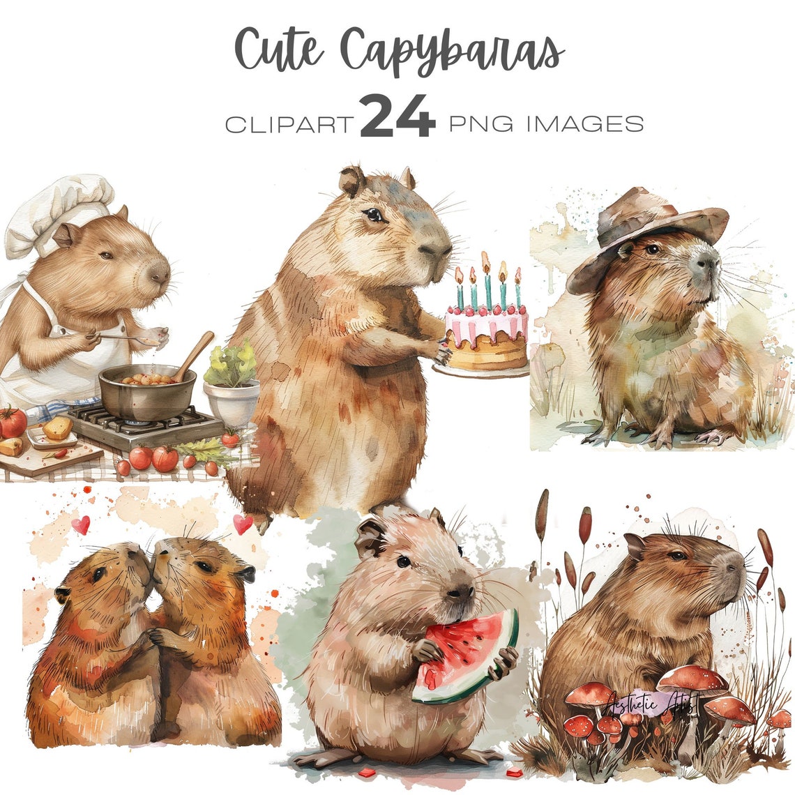 Cute Capybara Clipart, Capy Png, Animal Clip Art, Wildlife Clipart - Etsy