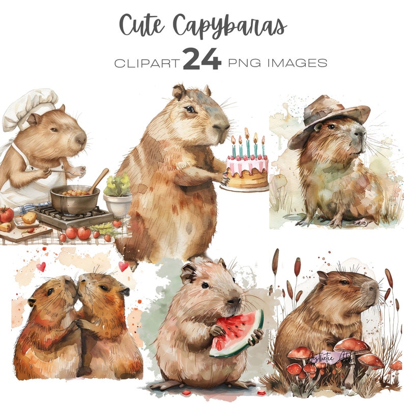 Cute Capybara Clipart, Capy Png, Animal Clip Art, Wildlife Clipart - Etsy