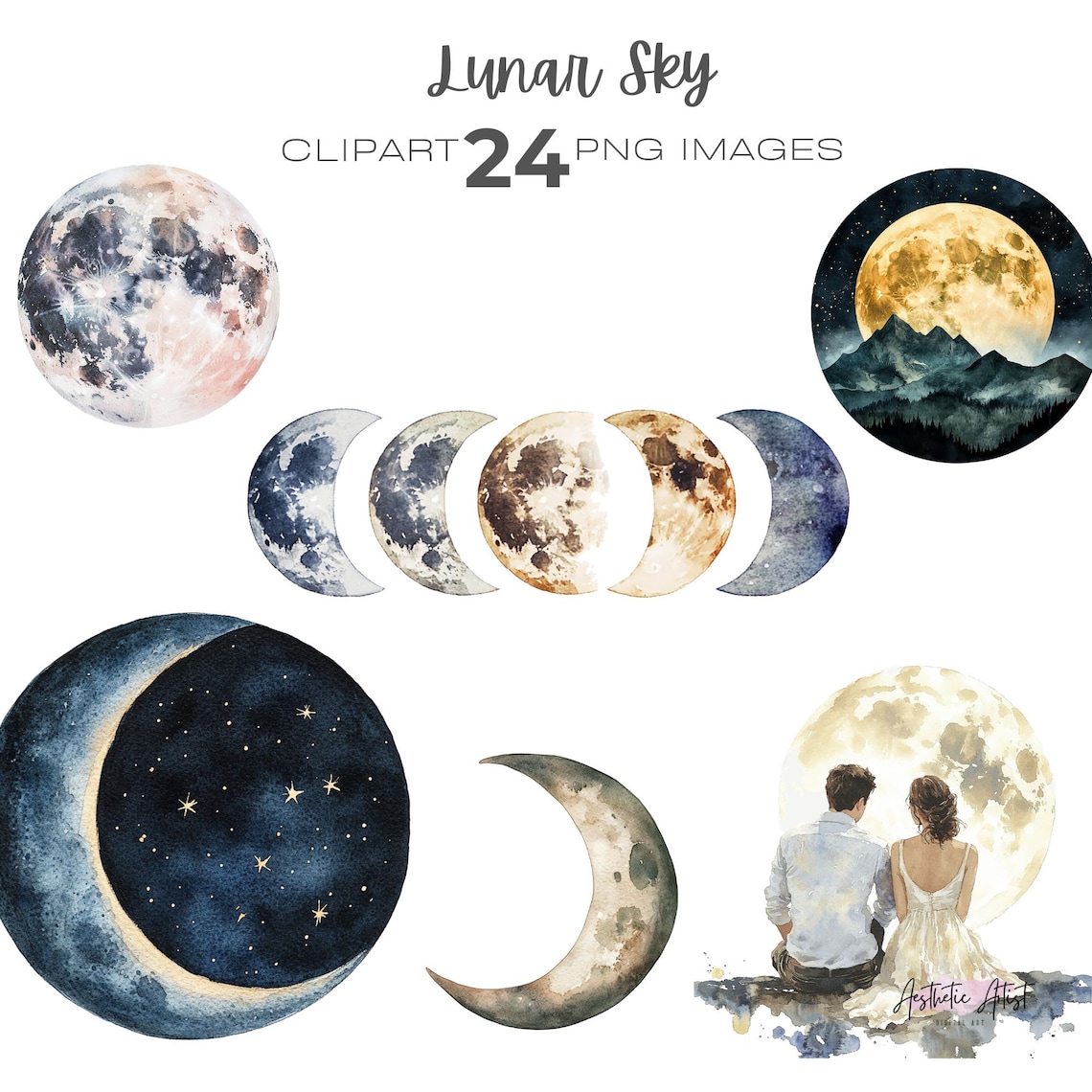 Lunar Sky Clipart, Celestial Png, Night Sky Clip Art, Moon Clipart ...
