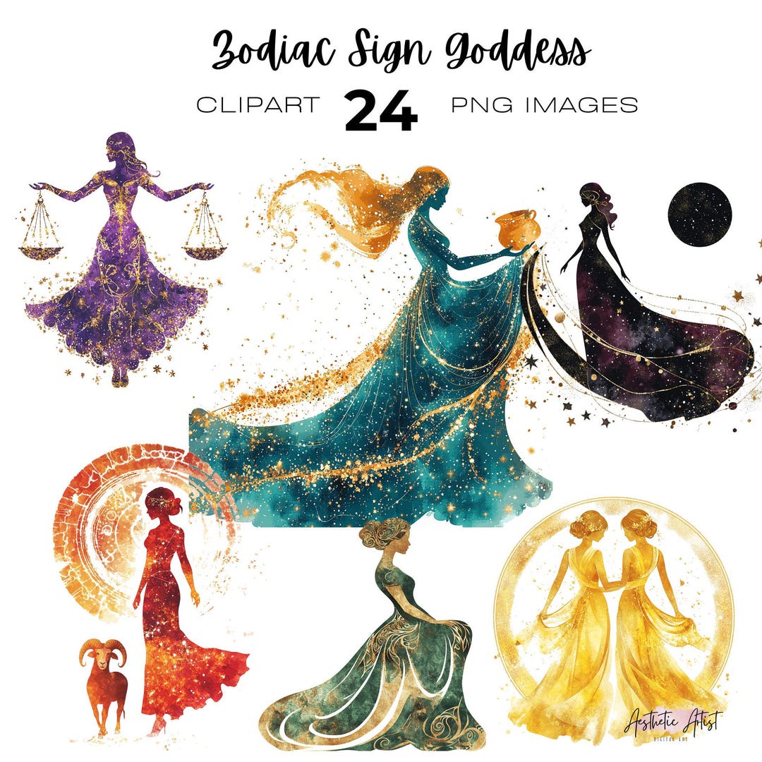 Zodiac Sign Goddess Clipart, Mystic Png, Astrology Clip Art, Mystical ...