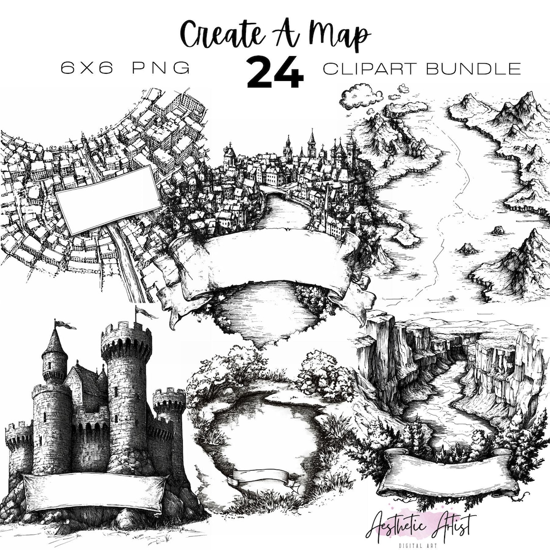 Map Creator Clipart, RPG Map, Pen and Ink Map Clipart, Create A Map ...