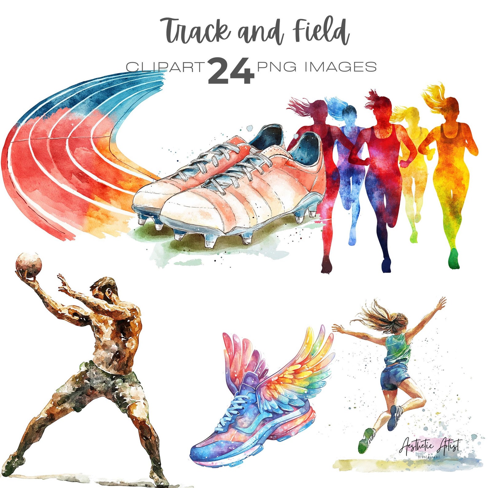 Watercolour Track and Field Clipart, Graphics for Runners, Sprinter Png ...