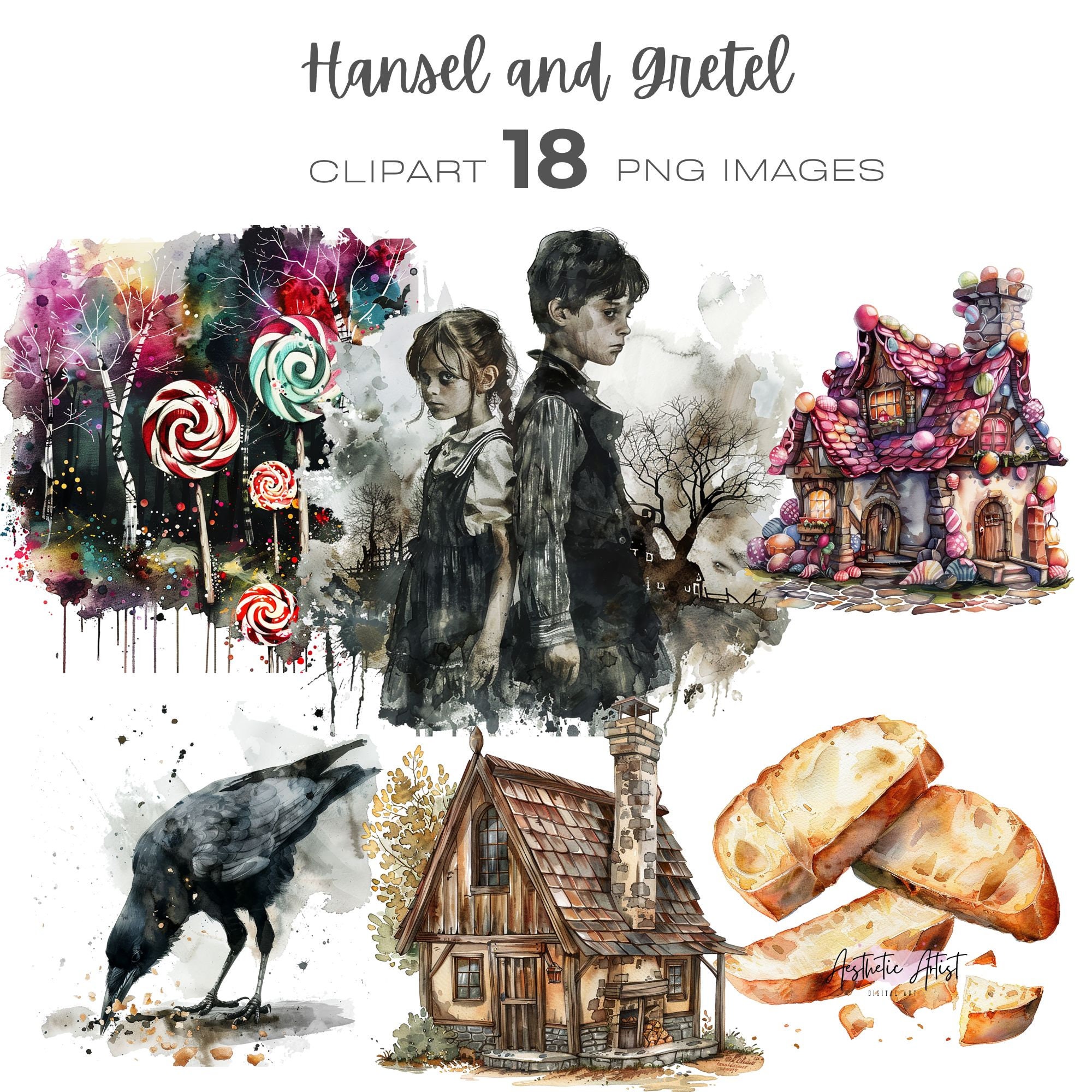 Hansel and Gretel Clipart, Fairy Tale, Fairy Tale Book Candy Cottage ...