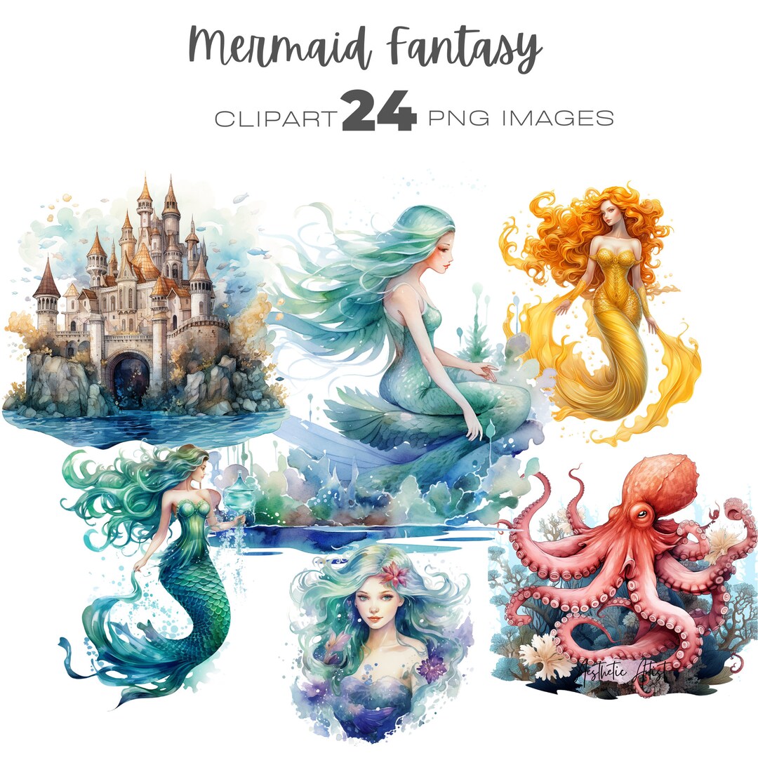 Mermaid Fantasy Clipart, Turquoise Mermaid Clipart PNG, Witches PNG ...