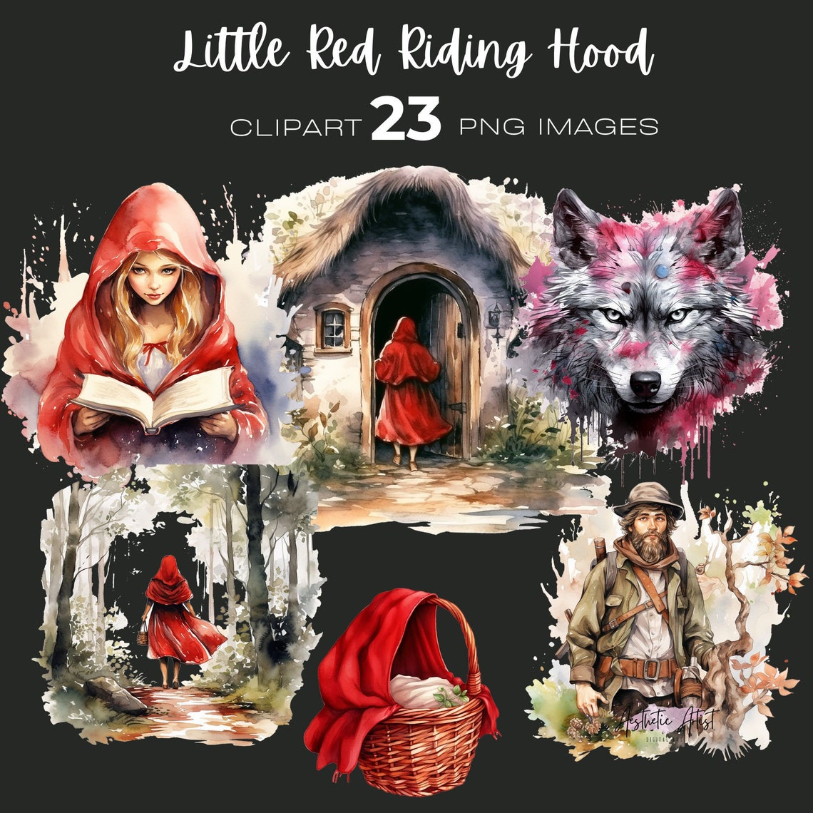 Little Red Riding Hood Clipart, Dark Red Riding Hood Fairy Tale, Fairy ...
