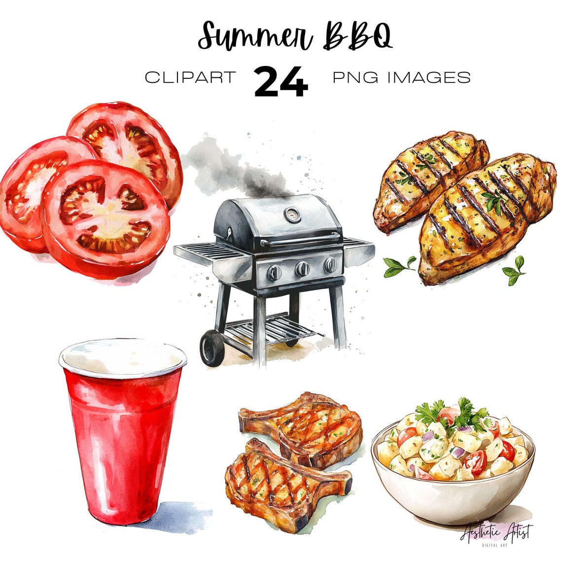 Summer BBQ Clipart, Picnic Png, Backyard BBQ Clip Art, BBQ Clipart ...