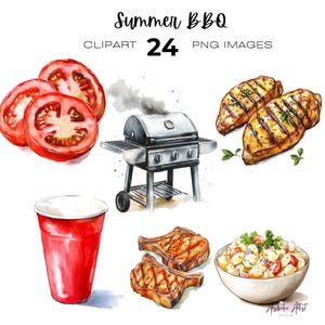 Summer BBQ Clipart, Picnic Png, Backyard BBQ Clip Art, BBQ Clipart ...