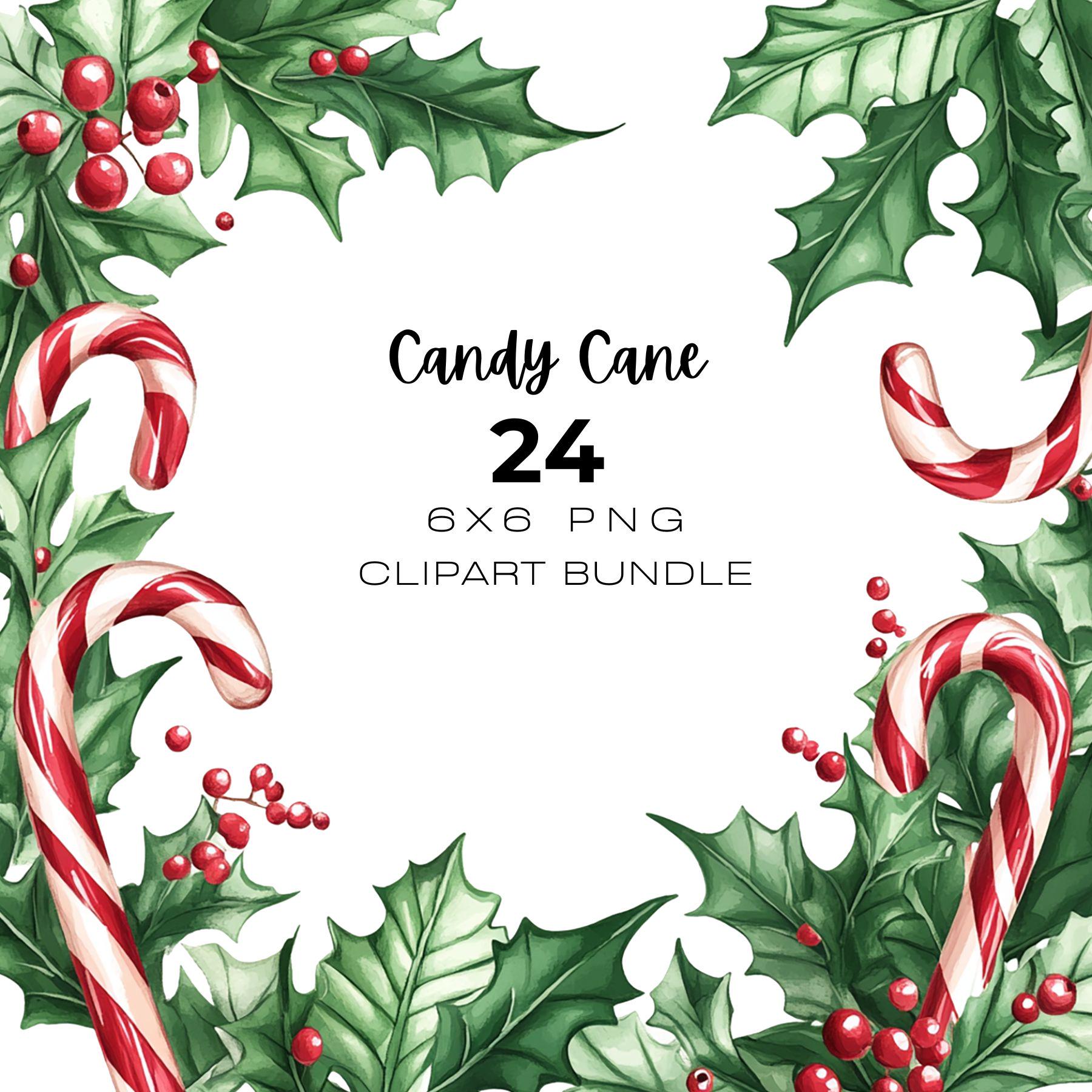 Watercolour Candy Cane Clipart Bundle, Christmas Borders, Red and White ...
