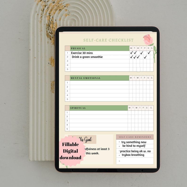 Digital Download Fillable and Printable Self Care Positive - Etsy