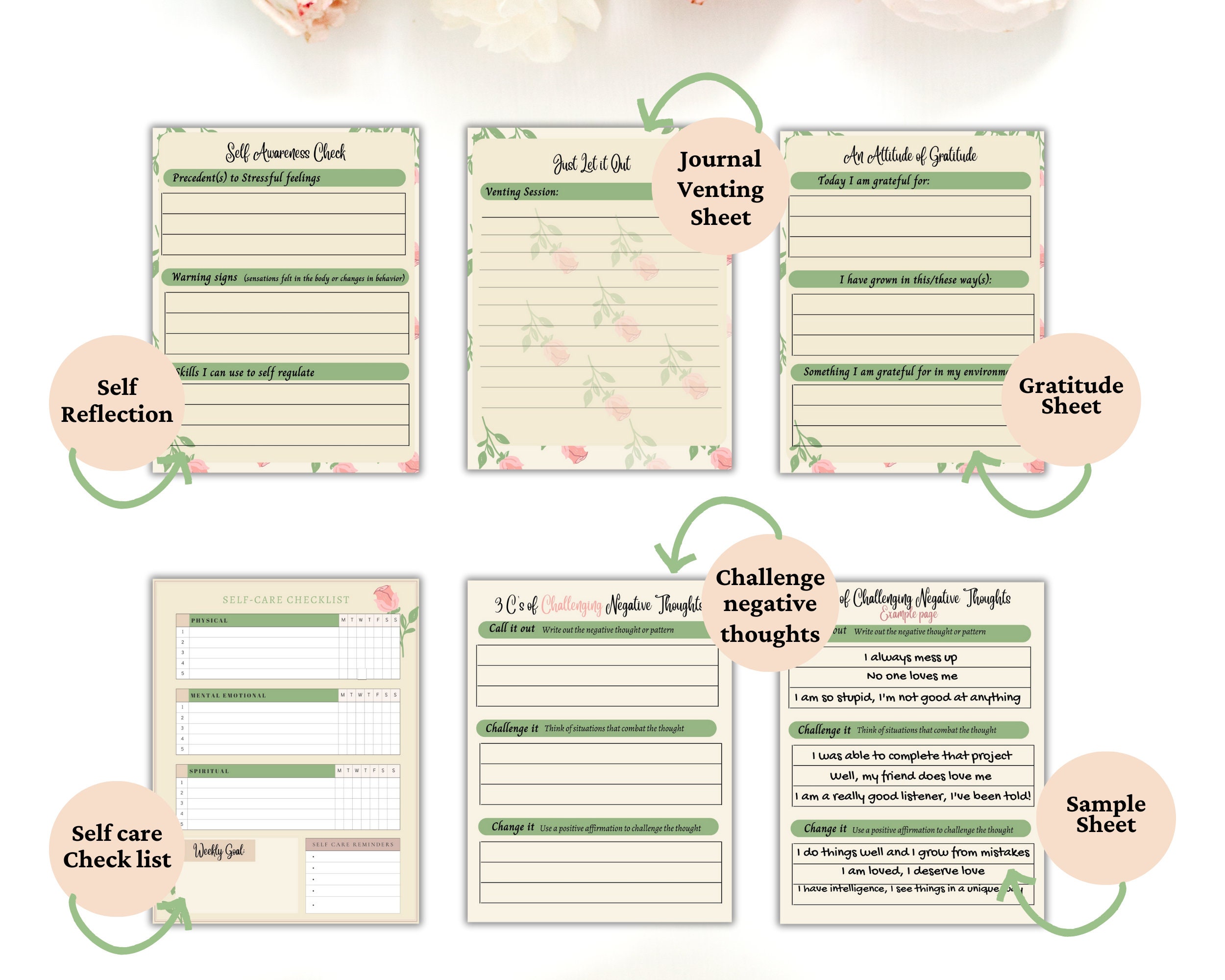 Digital Download, Fillable and Printable Self Care, Positive ...