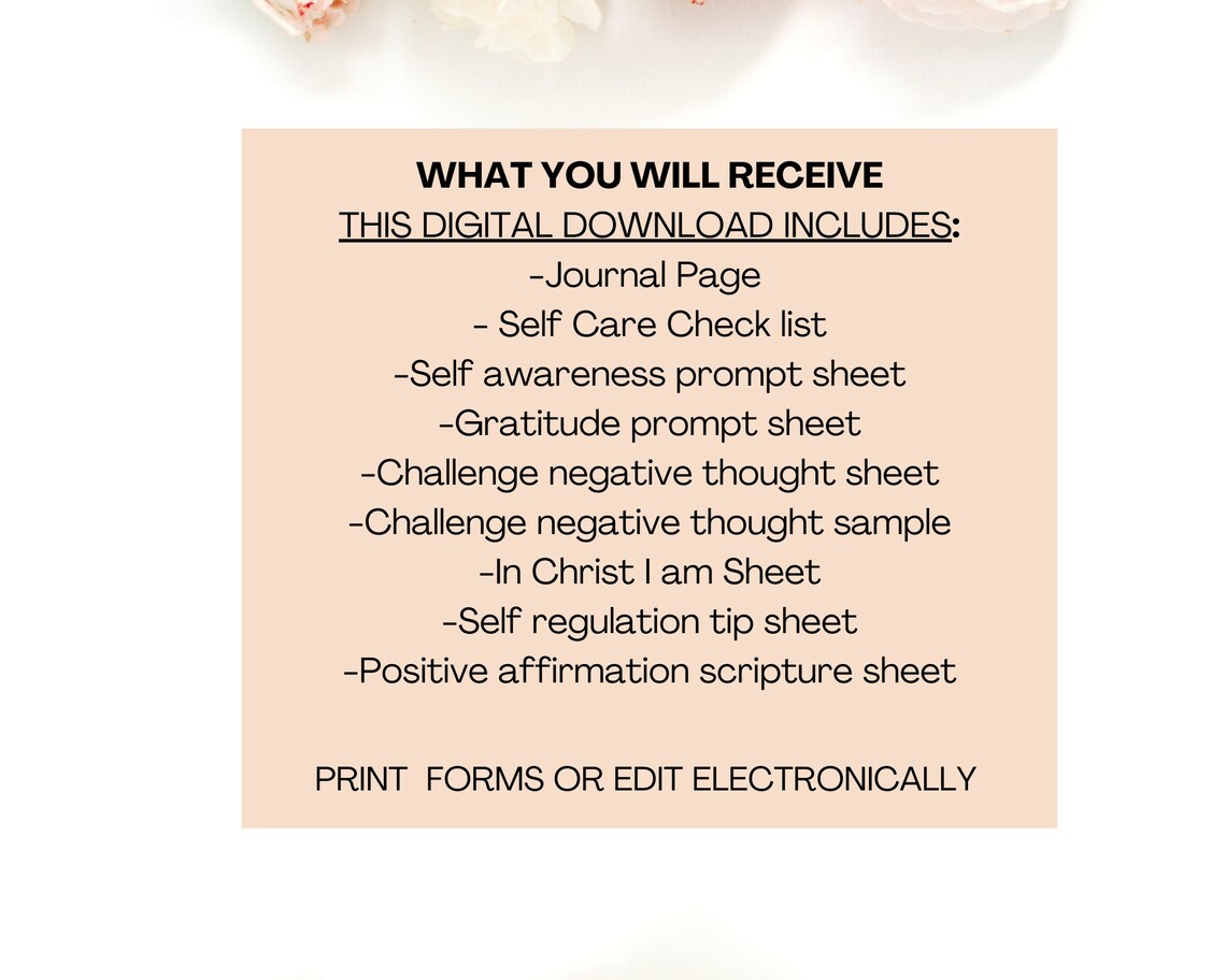 Digital Download, Fillable and Printable Self Care, Positive ...