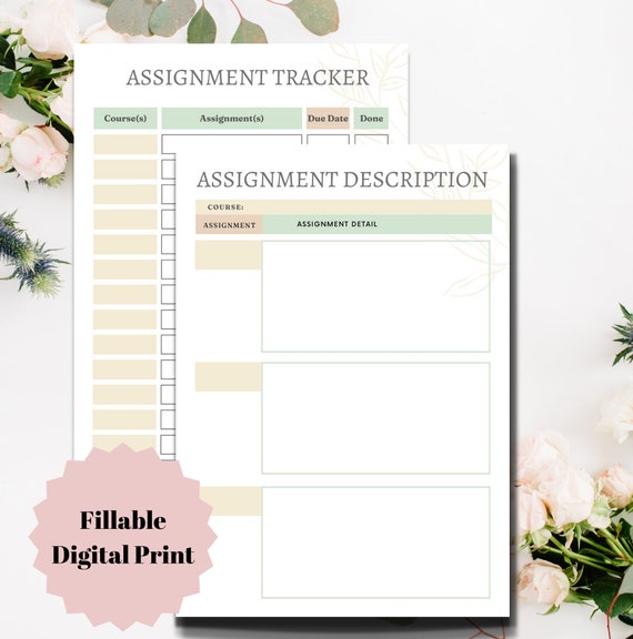 Digital Printable Productivity Assignment Tracker - Etsy