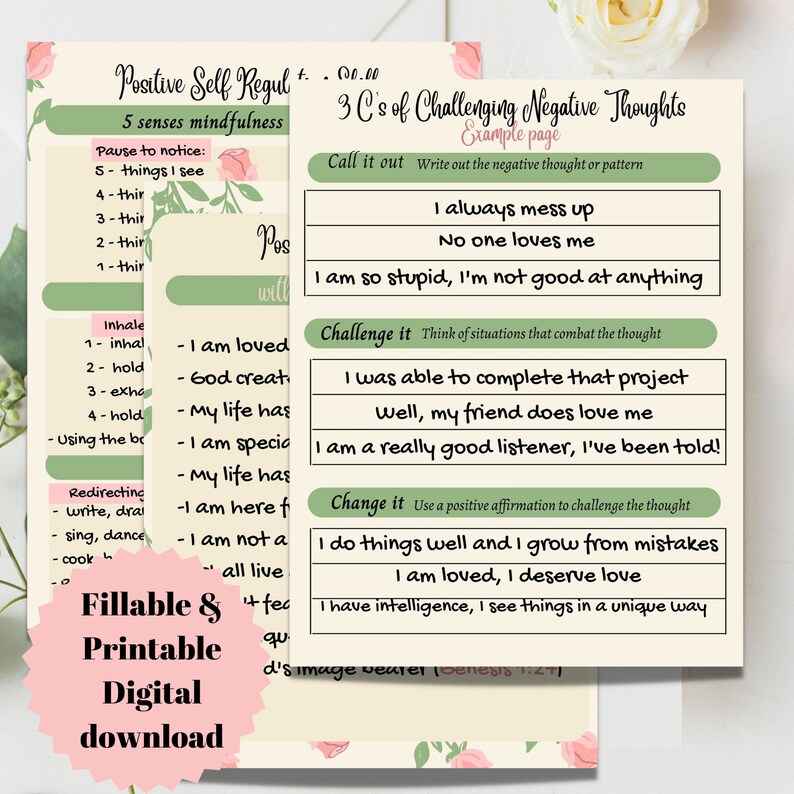 Digital Download Fillable and Printable Self Care Positive - Etsy
