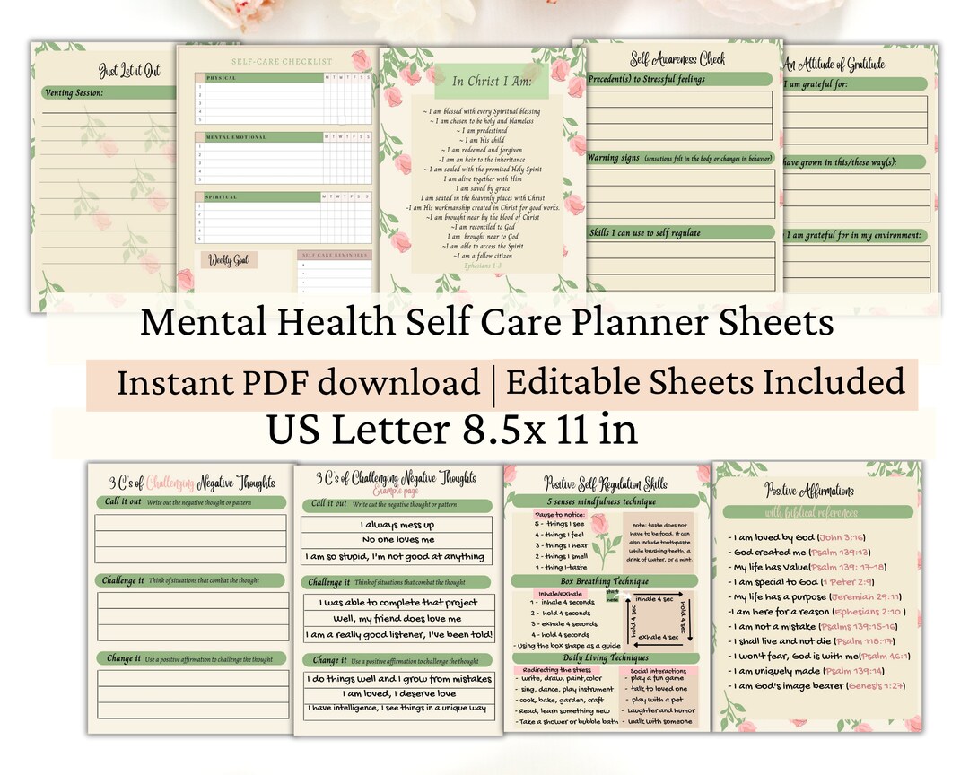 Digital Download, Fillable and Printable Self Care, Positive ...