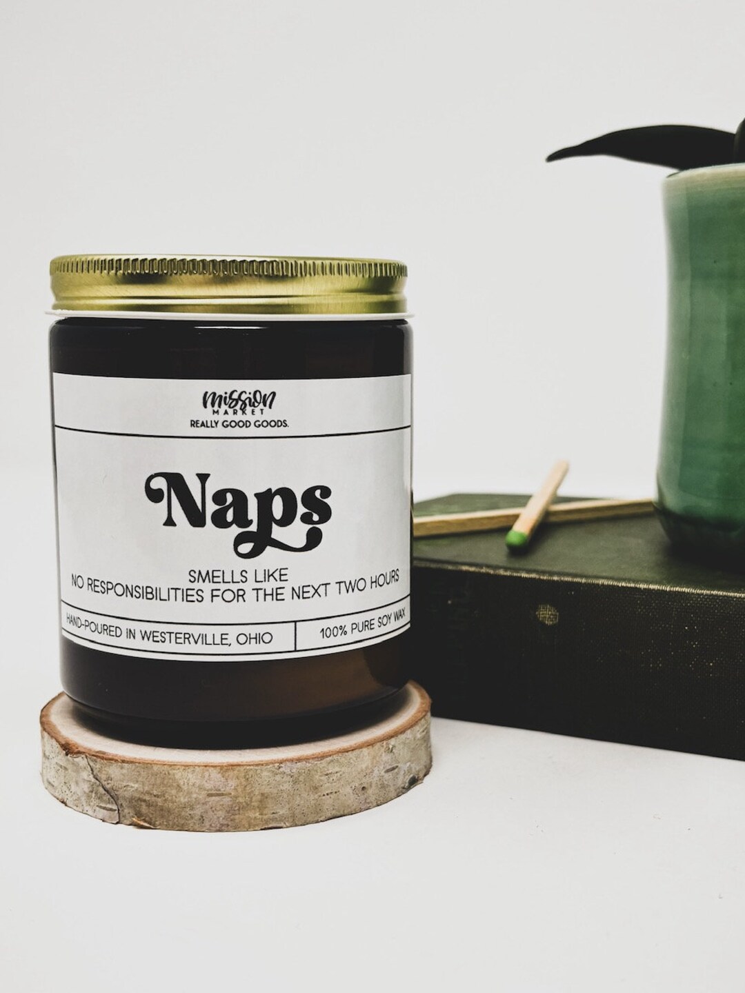 Naps Candle Choose Your Scent Hand-poured 8 Oz. Soy Wax Amber Glass Jar ...