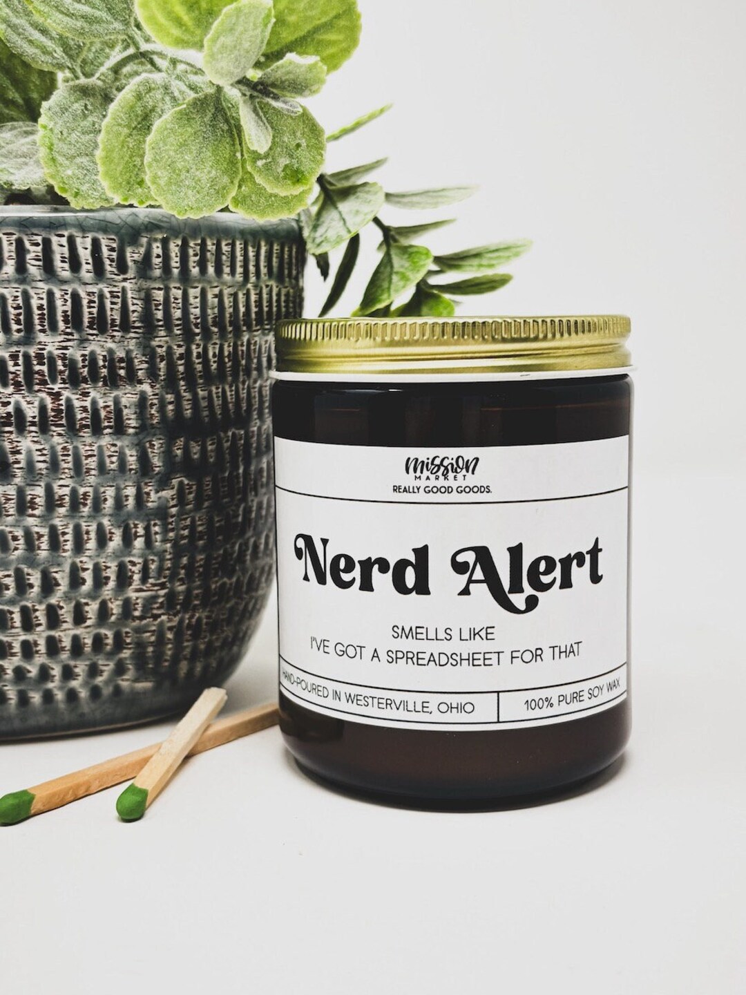Nerd Alert Candle | Choose Your Scent | Hand-poured 8 Oz. Soy Wax Amber Glass Jar Candle | Funny ...