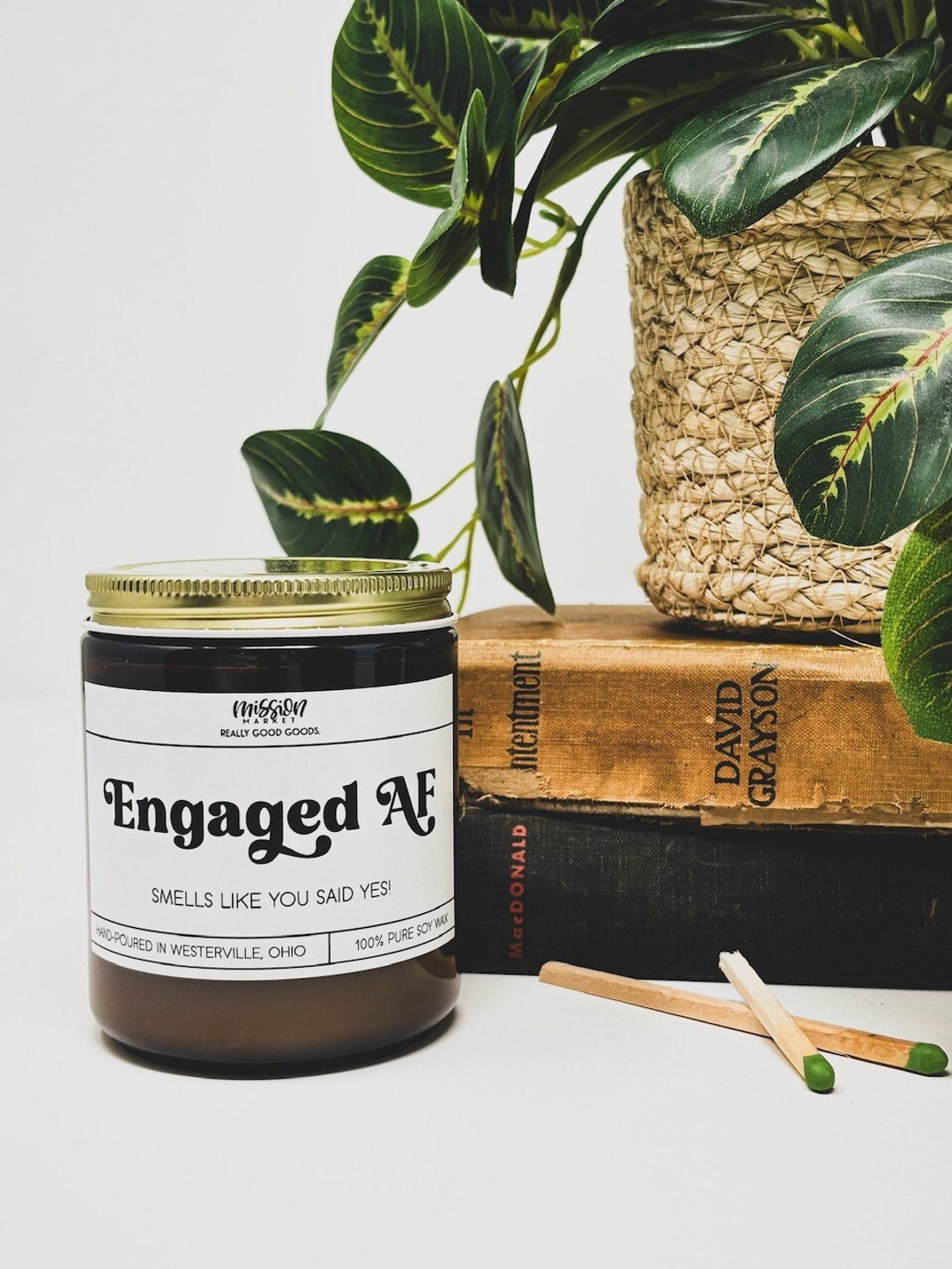 Engaged AF Candle | Choose Your Scent | Hand-poured 8 Oz. Soy Wax Amber ...