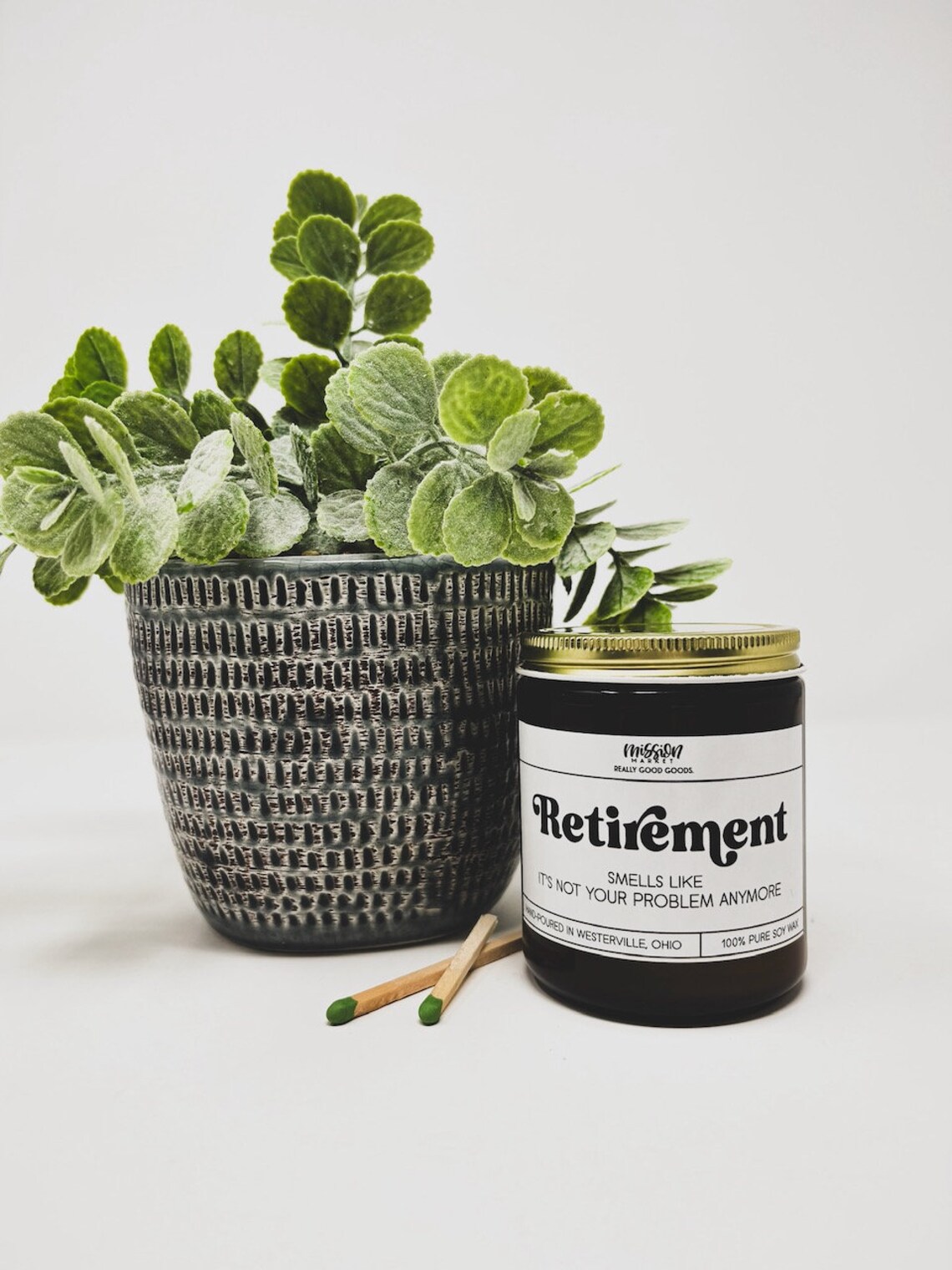 Retirement Candle | Choose Your Scent | Hand-poured 8 Oz. Soy Wax Amber ...
