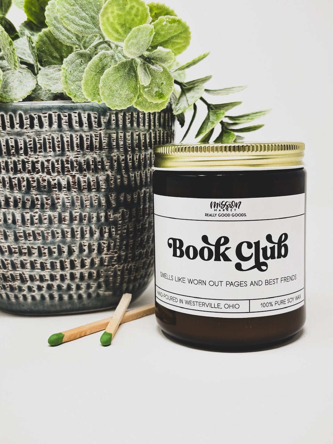 Book Club Candle | Choose Your Scent | Hand-poured 8 Oz. Soy Wax Amber ...