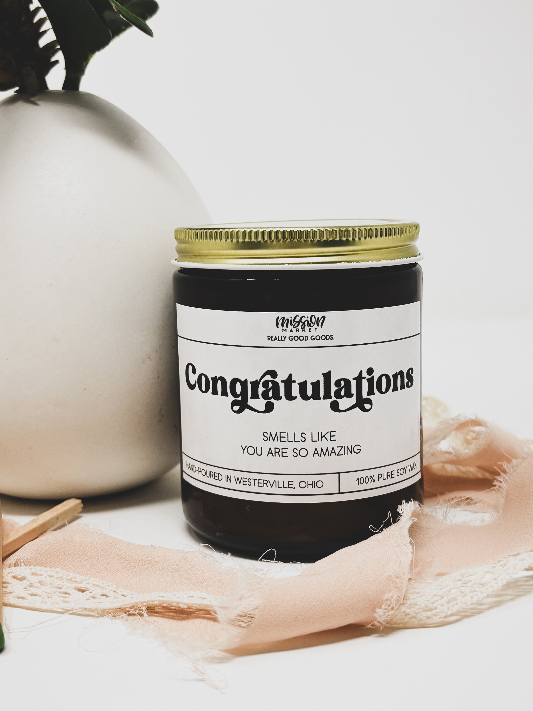 Congratulations Candle | Choose Your Scent | Hand-poured 8 Oz. Soy Wax ...